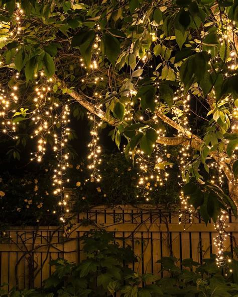 outdoor cascade tree string light balsam hill lanterne jardin