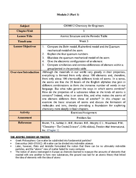 Chem 12 Module 3 Part 1 Lecture Materials Module 3 Part 1