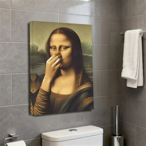 Mona Lisa Bathroom Wall Art Decoration Mona Lisa Holding Her Nose Bathroom Art Vintage