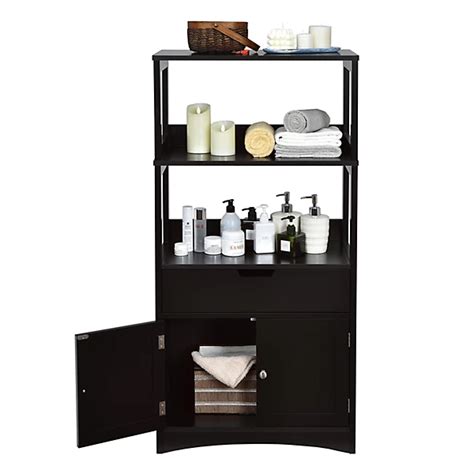 Costway Wooden Bathroom Floor Cabinet Freestanding Tall Storage
