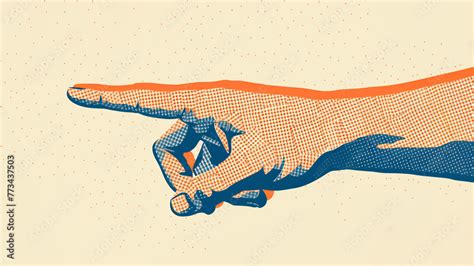 Finger Points Direction Index Finger Pointing Right Or Left Pointer In Poster Style Stock