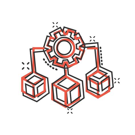 Api Technology Icon In Comic Style Algorithm Cartoon Vector