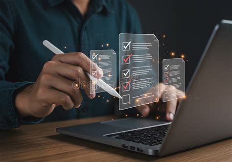 Online Survey Form Digital Checklist On Laptop For Business Feedback