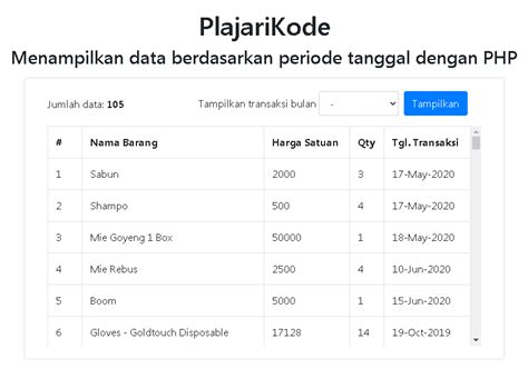 Menampilkan Data Berdasarkan Periode Tanggal Dengan Php Tools Seo