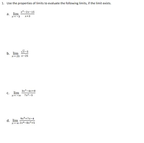 Solved Use The Properties Of Limits To Evaluate The Chegg Com