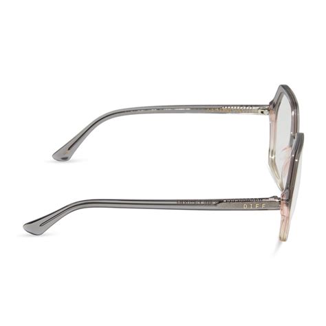 Dixie Hexagon Glasses Smoke Rose Crystal Ombre And Clear Diff Eyewear