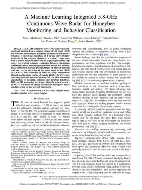 A Machine Learning Integrated 5 8 Ghz Continuous Wave Radar For