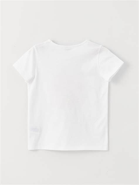 Lc Waikiki მრგვალი საყელო ნაბეჭდი მოკლე სახელო გოგონებისთვის ქროფ ტოპ მაისური S3cl40z4 Q6k