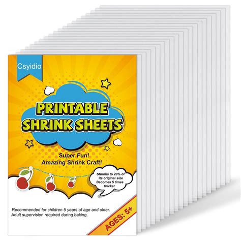 Csyidio 20 Pieces Printable Shrink Plastic Sheets Shrink
