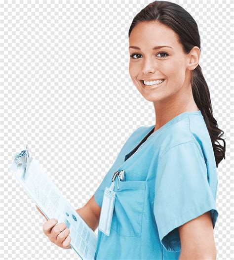 Woman In Teal Nurse Uniform Smiling T Shirt Nursing Nurse Free Blue