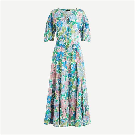 Cotton Voile Tiered Maxi Dress In Fairy Floral