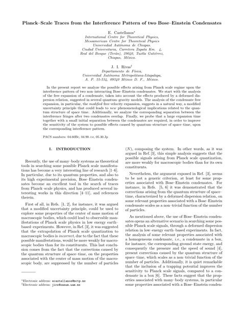 Pdf Planck Scale Traces From The Interference Pattern Of Two Bose Einstein Condensates