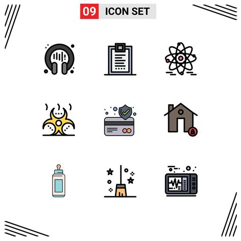 9 Universal Filledline Flat Colors Set For Web And Mobile Applications Card Protection Infection