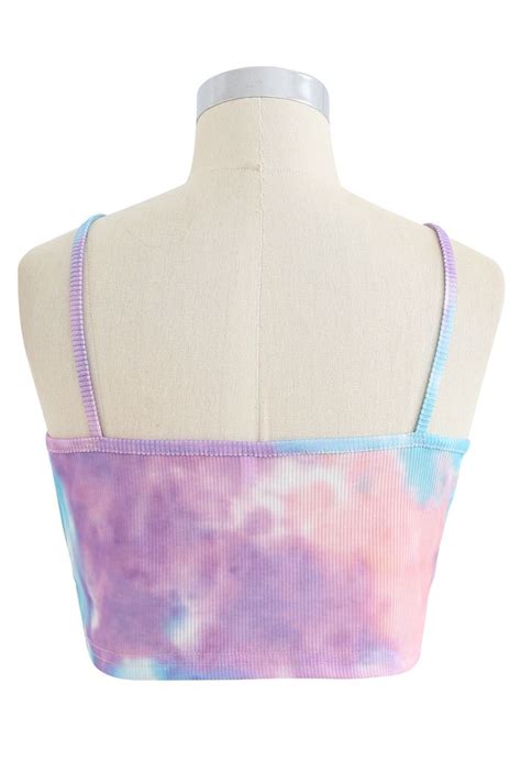 Tie Dye Crop Tank Top In Purple Retro Indie And Unique Fashion
