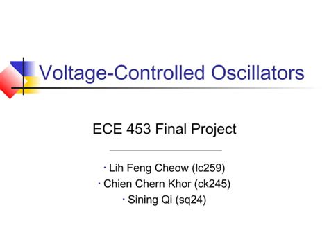 Voltage Controlled Oscillators Ppt Consumer Electronics