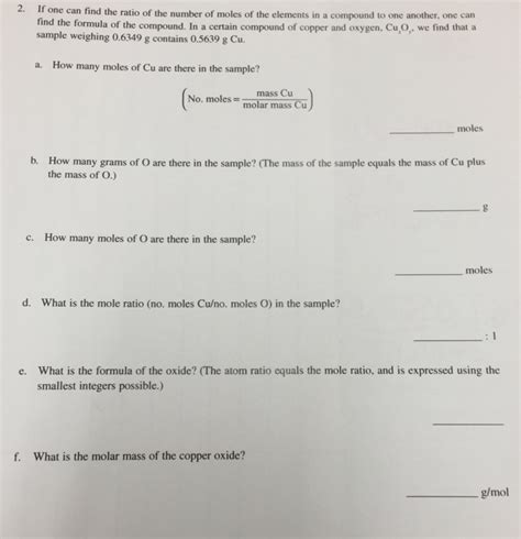 Solved If One Can Find The Ratio Of The Number Of Moles Of