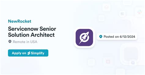 Servicenow Senior Solution Architect Newrocket Simplify Jobs
