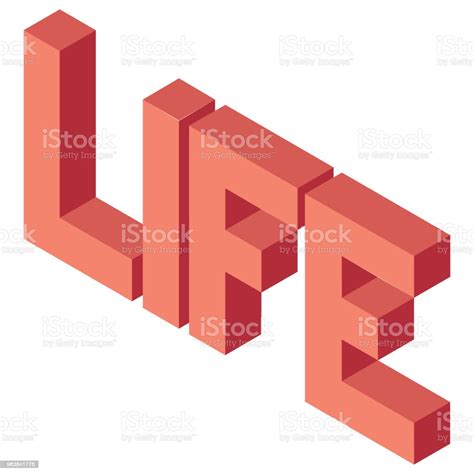 흰색 바탕에 빨간색 단어 라이프와 크리에이 티브 추상 그림 아이소메트릭 디자인입니다 3d 개념입니다 3차원 형태에 대한 스톡 벡터 아트 및 기타 이미지 Istock