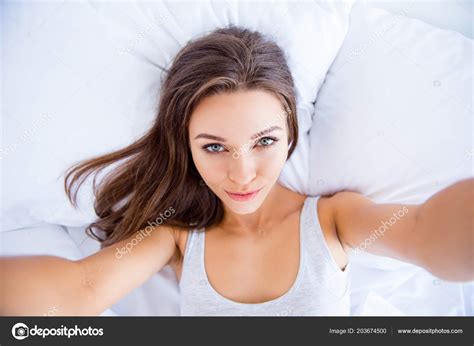 Self Portrait Cool Sexual Girl Shooting Selfie Front Camera Having Stock Photo Deagreez