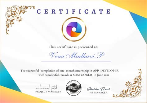 Venu Madhavip On Linkedin Miniworld Virtualinternship Appdevelopment Thankyou