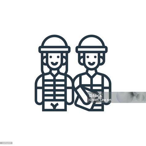 산업 개념에서 작업자 아이콘 벡터 작업자 편집 가능한 스트로크의 얇은 선 그림입니다 웹 및 모바일 앱 로고 인쇄 미디어에 사용할 작업자 선형 기호 경영자에 대한 스톡 벡터