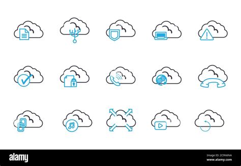 Cloud Computing Line Style Icon Set Design Communication Internet And