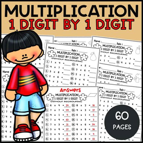 One Digit By One Digit Multiplication Worksheets By Clipchic Tpt
