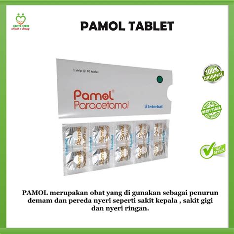 Jual Pamol Tablet Strip 10 Tablet Paracetamol Obat Demam Panas Dewasa