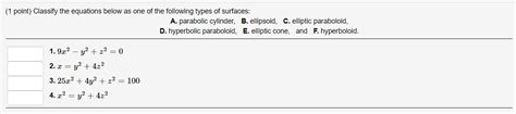 Solved Point Classify The Equations Below As One Of Chegg