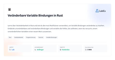 Rust Veränderbarkeit Programmierungstutorials Labex