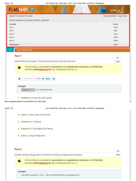 Unit 7 General Test Mode Report Unit 7 Unit 7 Review Tests 402