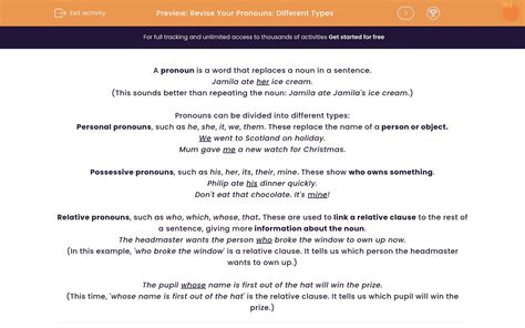 Revise The Different Types Of Pronouns Worksheet Edplace