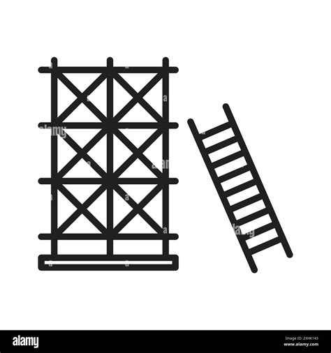 Scaffolding Icon Black Line Art Vector In Black And White Outline Set Collection Sign Stock