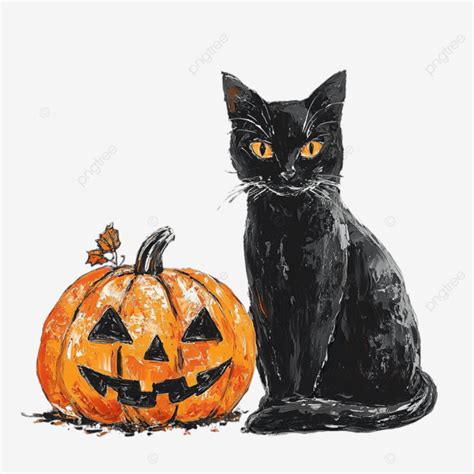 고양이와 호박 할로윈 장식 그림 페인트 등 고양이 Png 일러스트 및 이미지 에 대한 무료 다운로드 Pngtree