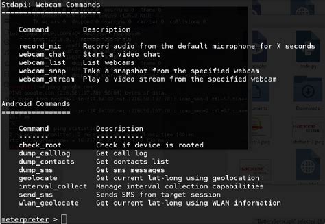 list of android meterpreter commands pdf only cybersecurity