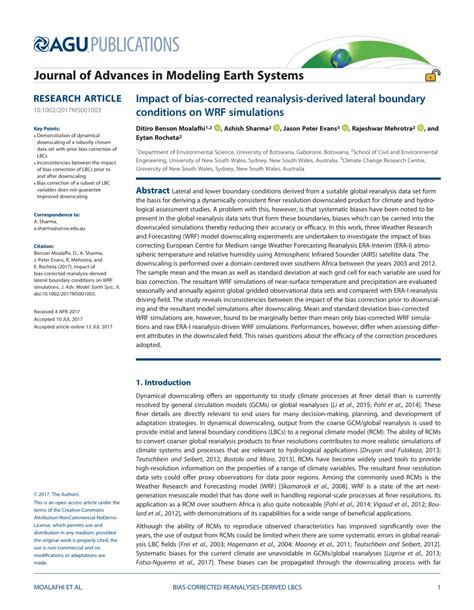 Pdf Impact Of Bias Corrected Reanalysis Derived Lateral Boundary Conditions On Wrf Simulations