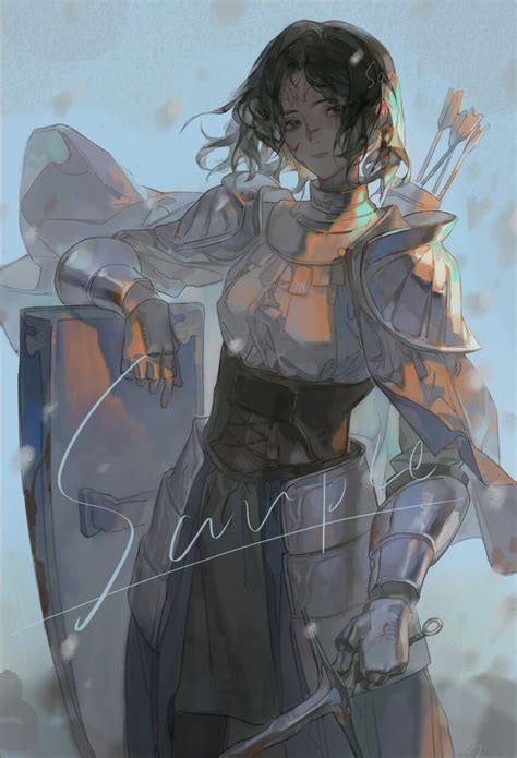 Youliyouliv Original Highres 1girl Arm Rest Armor Arrow