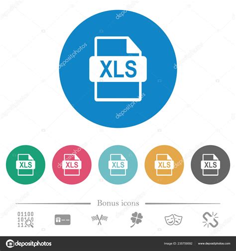 Xls File Format Flat White Icons Color Backgrounds Bonus Icons Stock Vector By ©renegadehomie