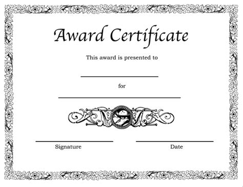 Free Printable Blank Award Certificate Templates