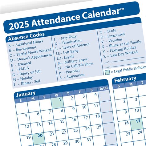 Calendario 2025 Employee Attendance Calendar Printable