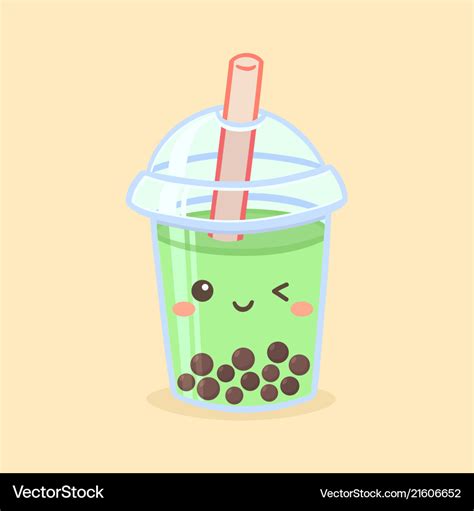 Cute Boba Bubble Green Tea Drink Glass Cartoon Vector Image My Xxx Hot Girl
