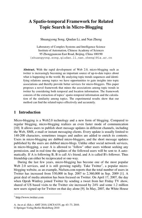 Pdf A Spatio Temporal Framework For Related Topic Search In Micro