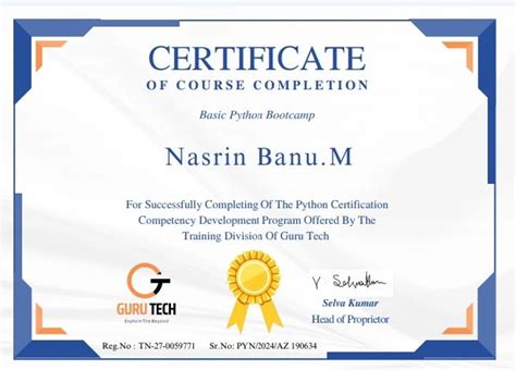Nasrin Banu On Linkedin I Am Recently Received My Basic Python