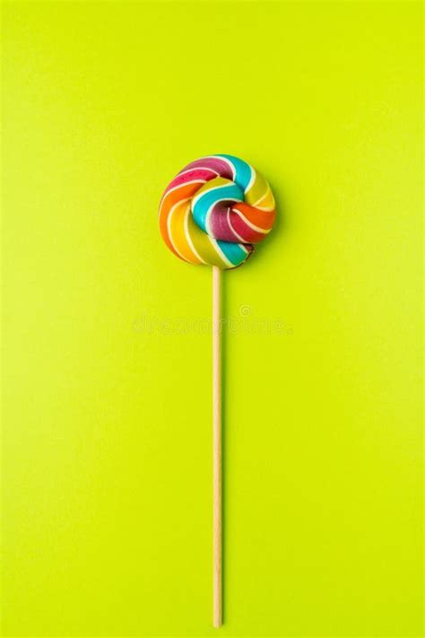 Color Lollipop Spiral Candy On Stick Colorful Striped Lollypop Round Fruit Caramel Circle