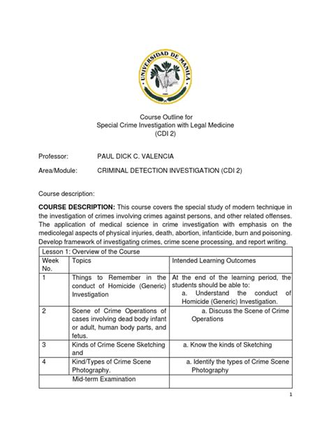 Module For Special Crime Investigation With Legal Med Mid Term1 Pdf Crime Scene 3 D
