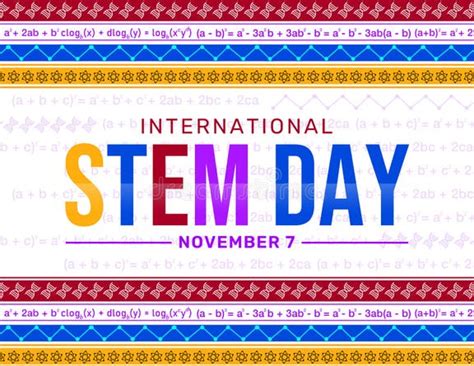 International Stem Day Wallpaper With Traditional Border Style And