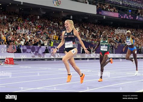 Great Britains Keely Hodgkinson Celebrates Winning The Womens 800m