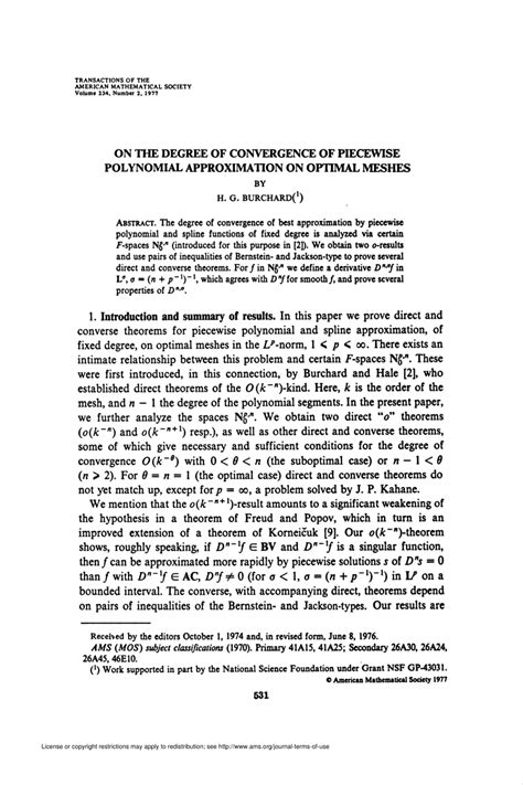 Pdf On The Degree Of Convergence Of Piecewise Polynomial