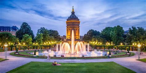 Wall Art The Wassertum In Mannheim In The Evening By Jan Becke