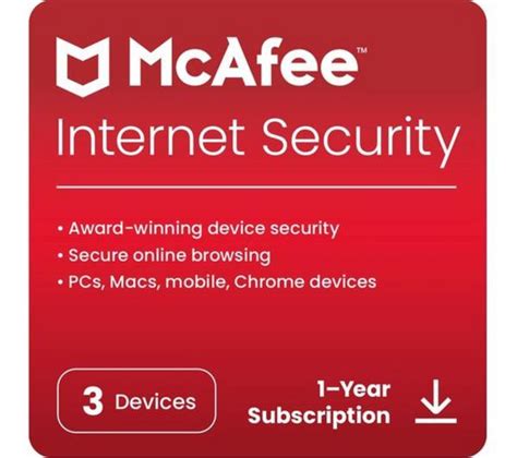 Buy Mcafee Internet Security 1 Year For 3 Devices Download Currys